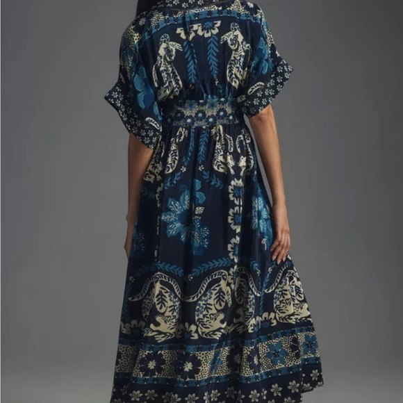 FARM Rio | Dresses | Farm Rio Blue Maxi Sundress With Flutter Sleeves ...